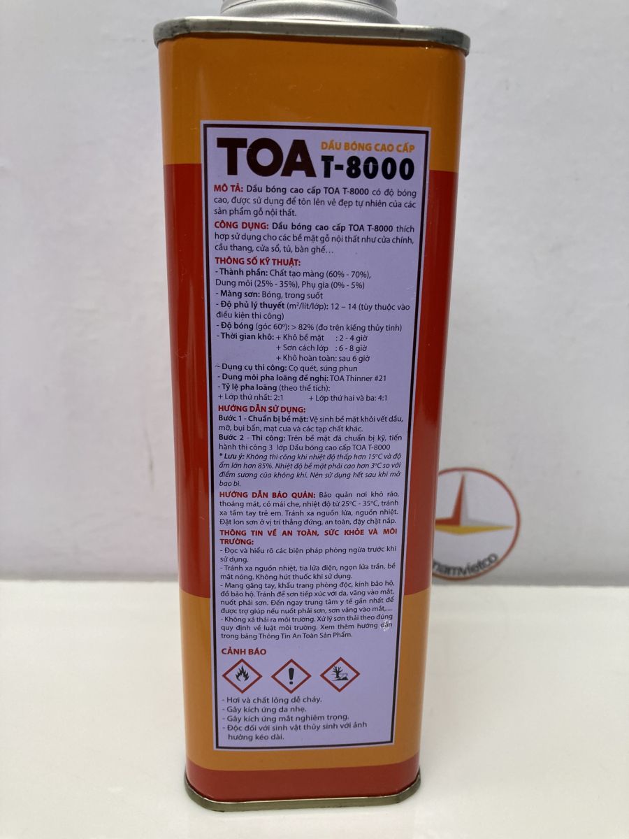 Dầu bóng dùng cho gỗ TOA T-8000 875ML